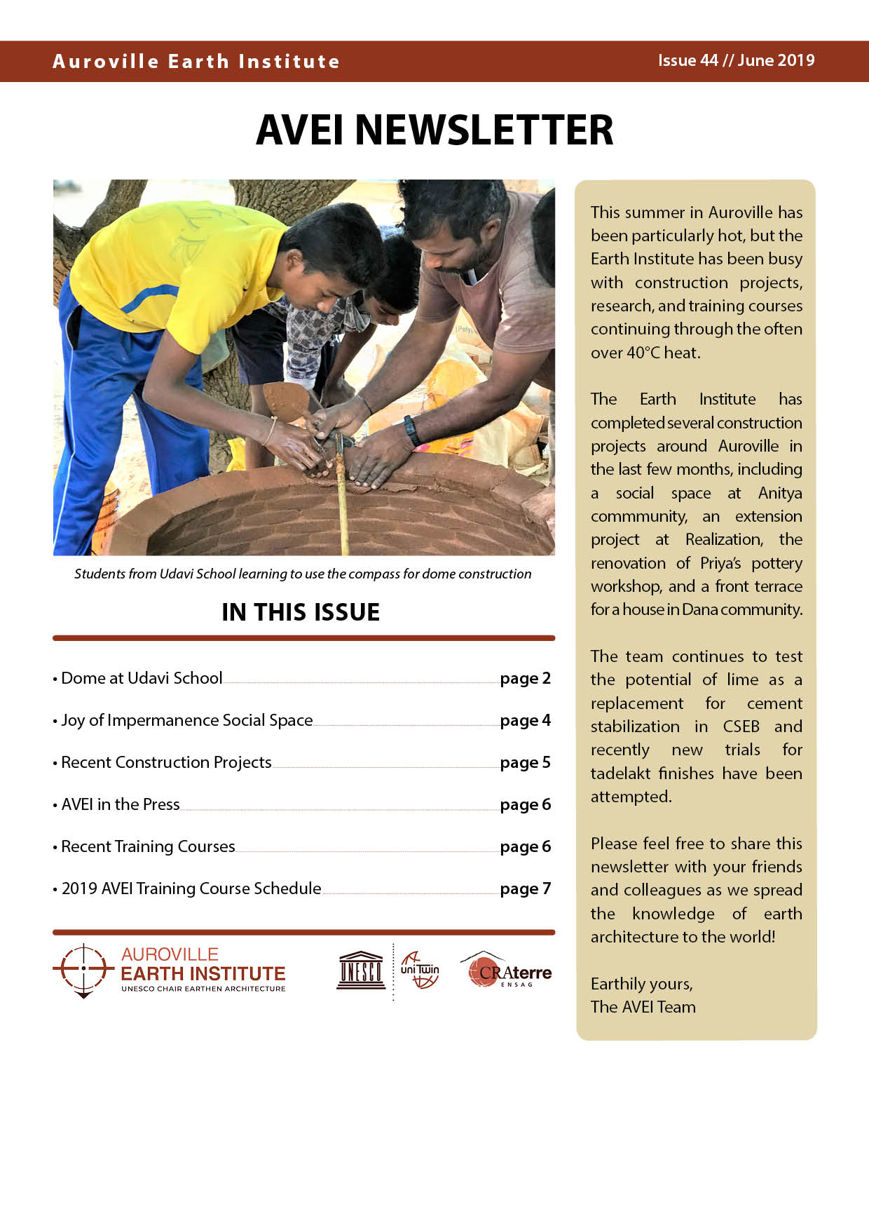 Newsletter - Auroville Earth Institute